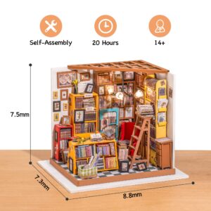 ROBOTIME Dollhouse Kit Miniature DIY Library House Kits Best Birthday Gifts for Teens