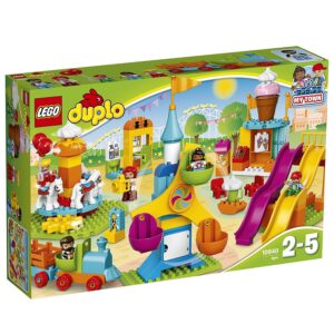 lego duplo town big fair 10840 role play and learning building blocks set for toddlers including a ferris wheel, carousel, and amusement park (106 pieces)