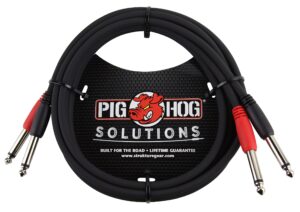 pig hog pd-21410 dual 1/4" mono (male) cable, 10 feet