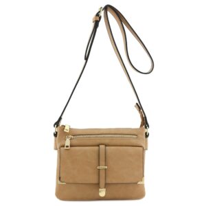 isabelle flap pocket crossbody bag taupe