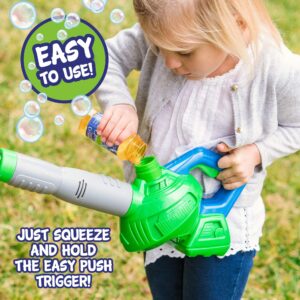 Maxx Bubbles Toy Bubble Leaf Blower with Non Toxic Refill Solution, Sturdy Plastic, Bubble Toys for Boys and Girls, Outdoor Summer Fun for Kids and Toddlers, 3+