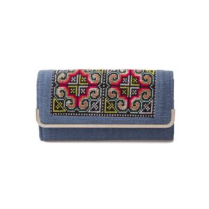 changnoi unique women's wallet fair trade thai hmong embroidered fabric in gray