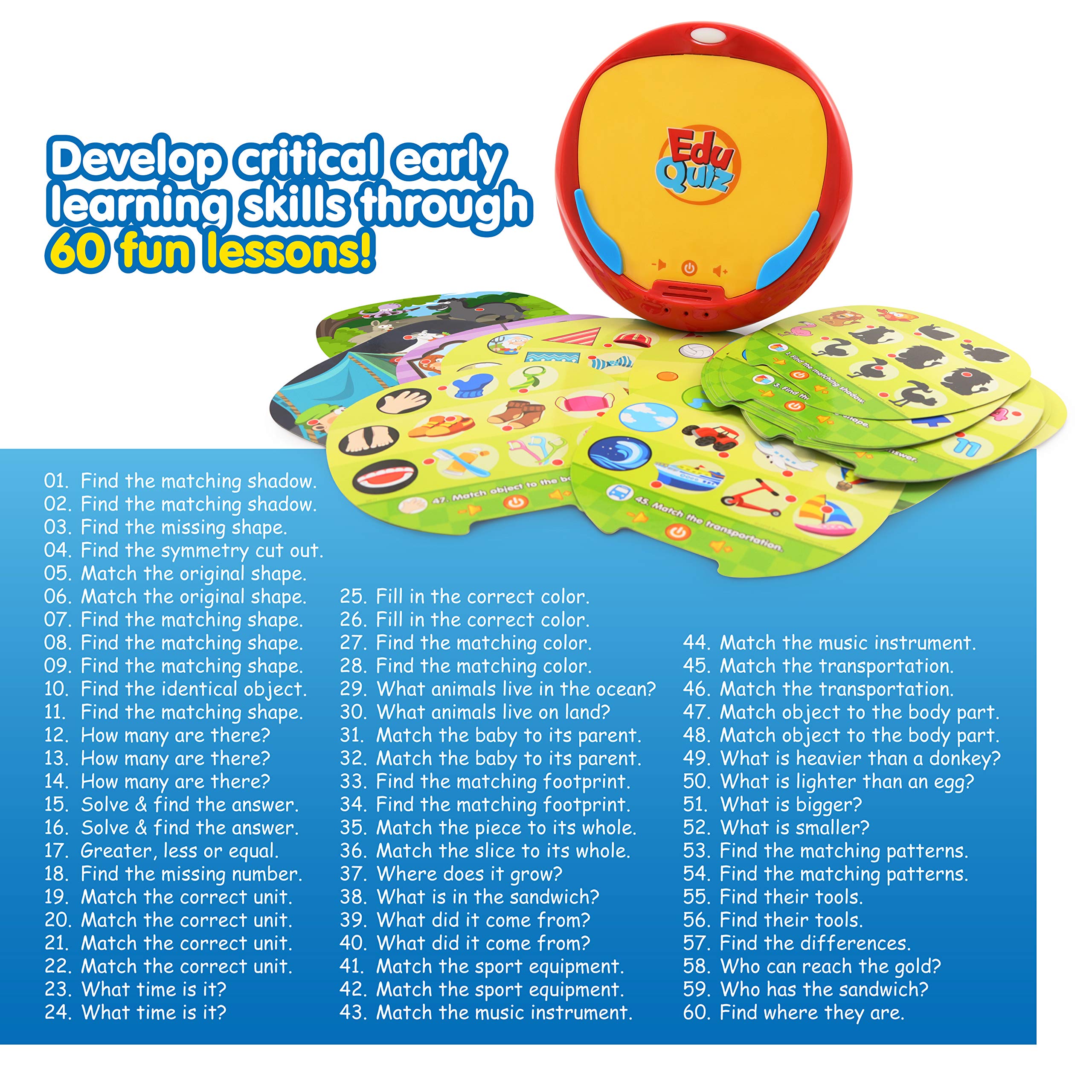 BEST LEARNING EduQuiz Basic Set I - Interactive Self Learning Educational Matching Toy for Kids Boys & Girls 3 4 5 6 Years Old