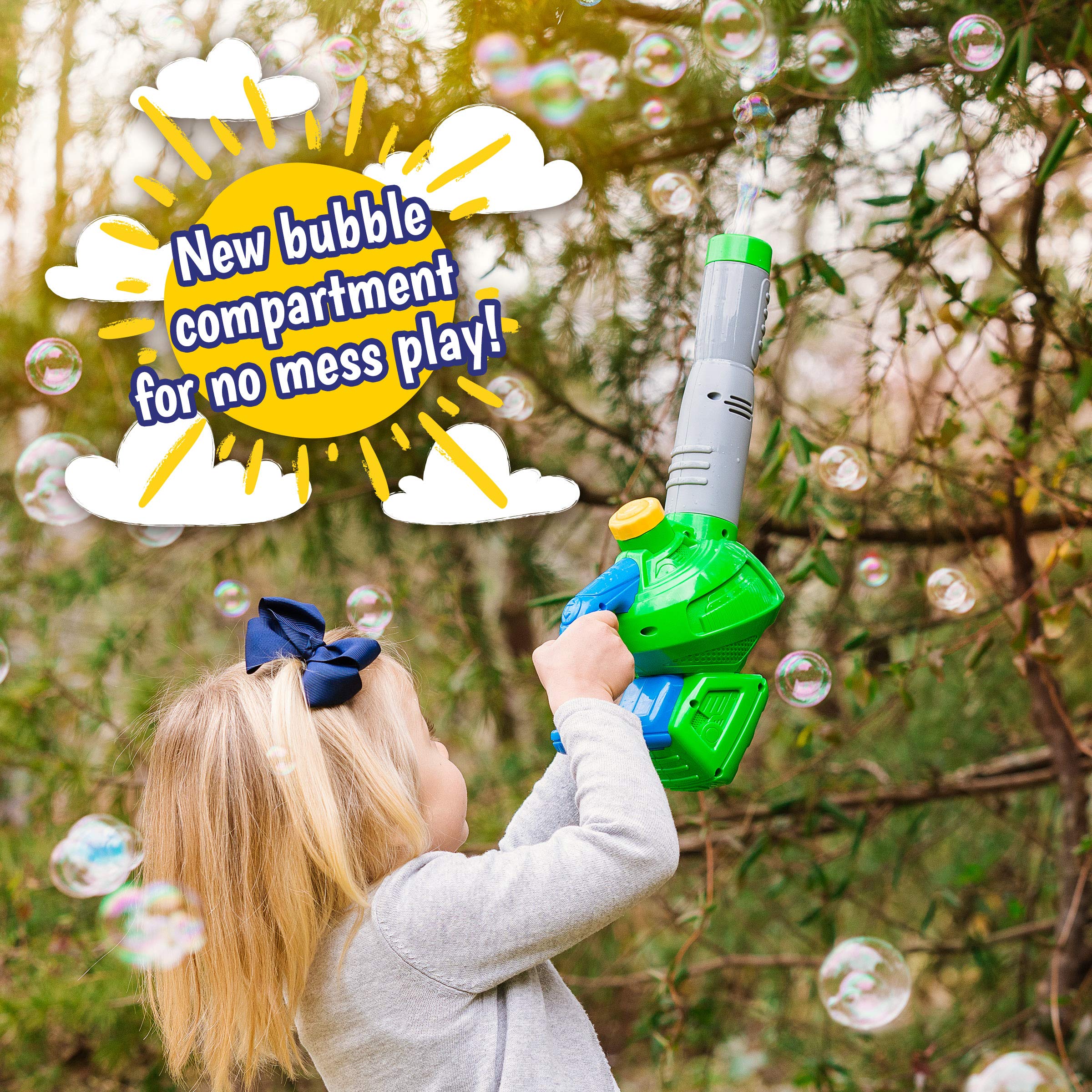 Maxx Bubbles Toy Bubble Leaf Blower with Non Toxic Refill Solution, Sturdy Plastic, Bubble Toys for Boys and Girls, Outdoor Summer Fun for Kids and Toddlers, 3+