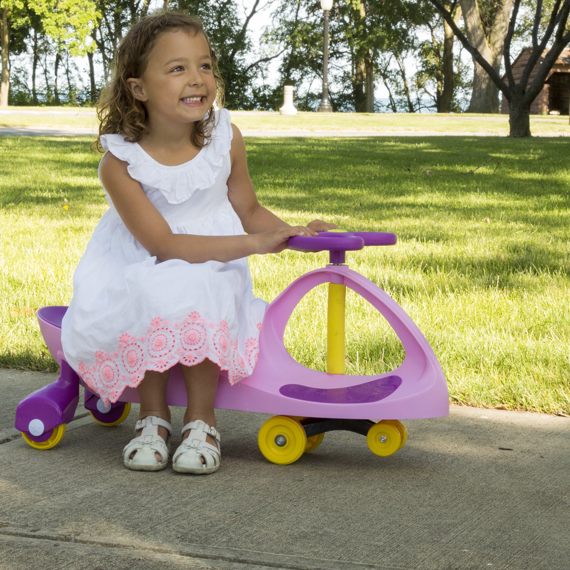 Lil' Rider Wiggle Car Ride On Toy – No Batteries, Gears or Pedals – Twist, Swivel, Go – Outdoor Ride Ons for Kids 3 Years and Up, M370049, Large, Pink