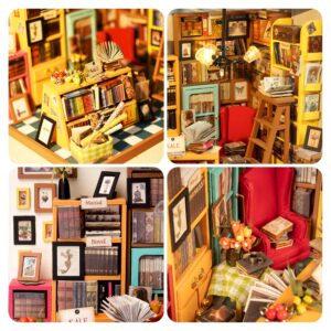 ROBOTIME Dollhouse Kit Miniature DIY Library House Kits Best Birthday Gifts for Teens