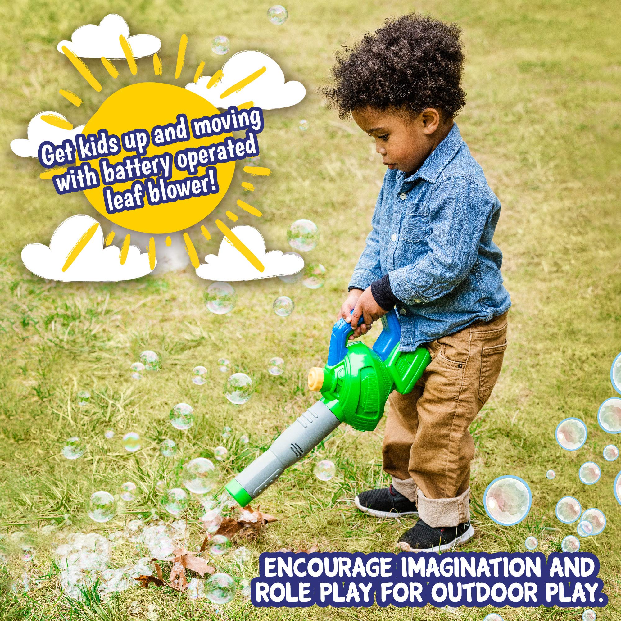 Maxx Bubbles Toy Bubble Leaf Blower with Non Toxic Refill Solution, Sturdy Plastic, Bubble Toys for Boys and Girls, Outdoor Summer Fun for Kids and Toddlers, 3+