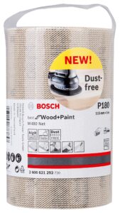 bosch professional 2608621292 g180, paper roll m480 best (wood and paint, 115 x 5000 mm, grit p180, accessories for hand sanding), beige