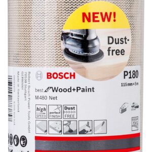 Bosch Professional 2608621292 G180, Paper Roll M480 Best (Wood and Paint, 115 x 5000 mm, Grit P180, Accessories for Hand Sanding), Beige