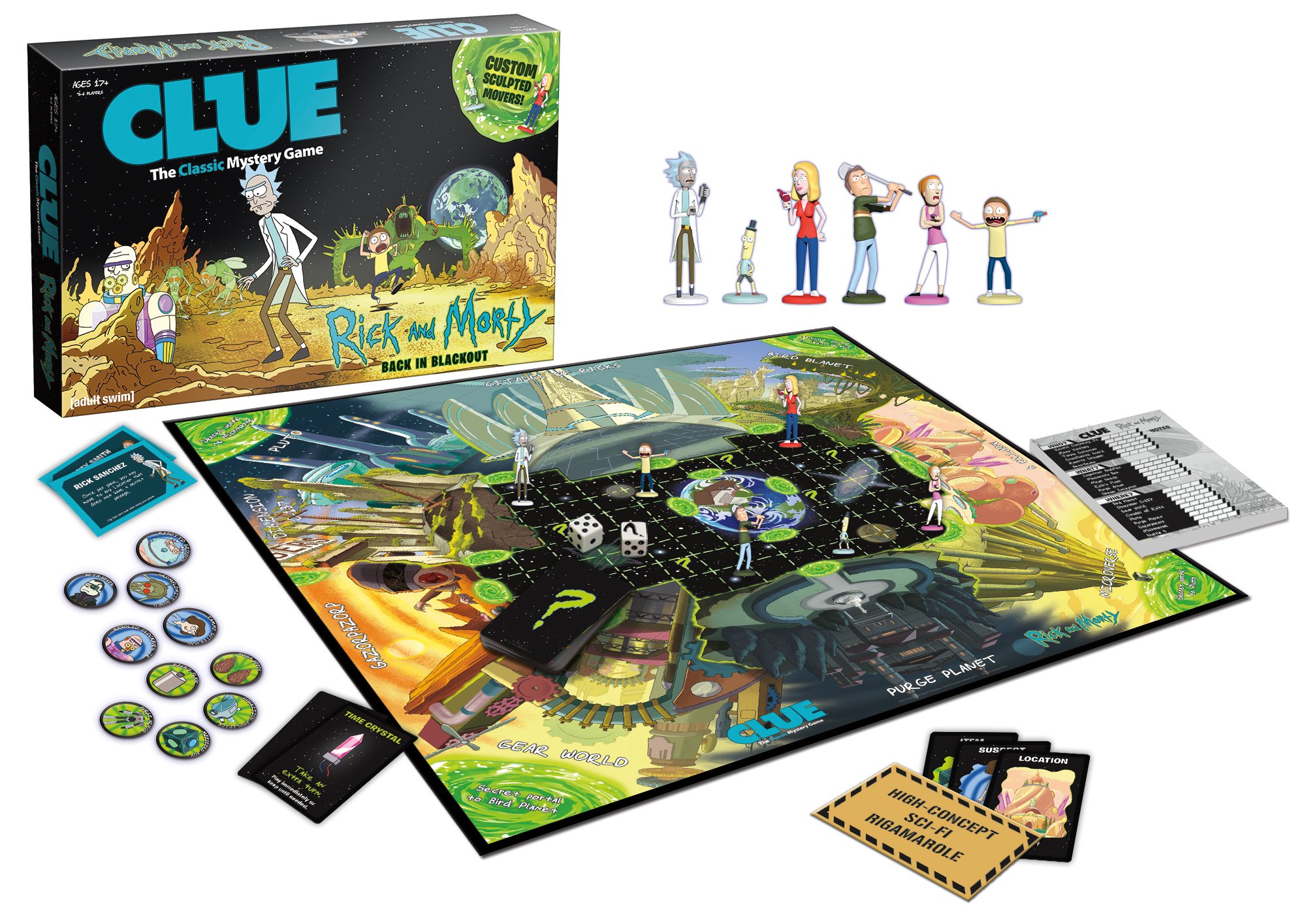 USAopoly CLUE: Rick and Morty | Featuring Characters from The Adult Swim TV Show Rick & Morty | Collectible Clue Board Game | Perfect for Rick & Morty Fans