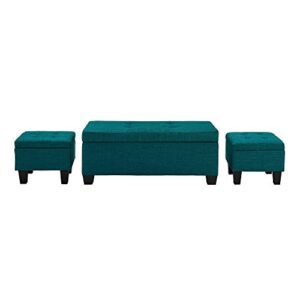 picket house furnishings everett 3pk storage ottoman in teal -