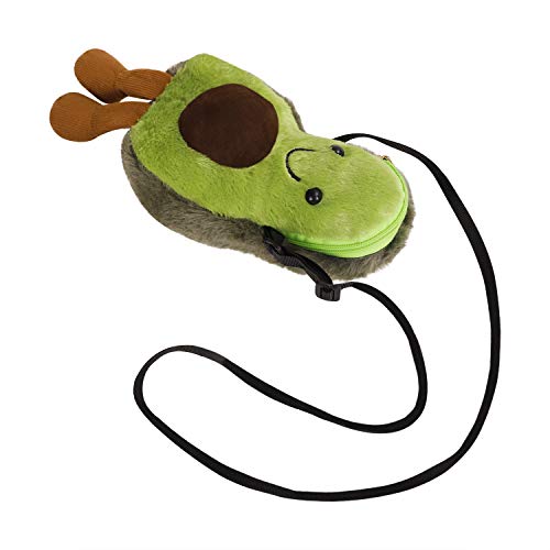 Funny Plush Bag Avocado Crossbody Purse Cute Cartoon Shoulder Bag for Kids Girls Women Smartphone Wallet Cotton Cross Body Bag Purse for Keys, Coins, Passport, Cell Phone, Candy and Small Items