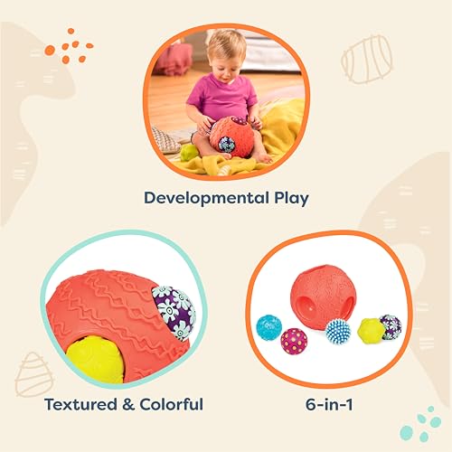 B. toys- B. baby- Baby Ballss– 1 Big Textured Ball with 5 Small Sensory Balls – Developmental Toys for Babies 6 Months +