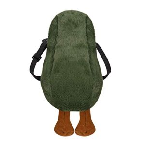 Funny Plush Bag Avocado Crossbody Purse Cute Cartoon Shoulder Bag for Kids Girls Women Smartphone Wallet Cotton Cross Body Bag Purse for Keys, Coins, Passport, Cell Phone, Candy and Small Items