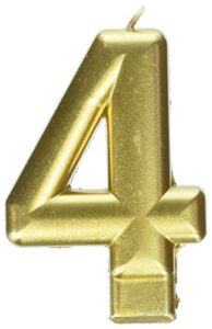 amscan #4 metallic birthday candle | gold | party supply | 1 piece