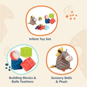 B. toys- B. baby – Baby Play Set – Sensory Baby Toys – Building Blocks, Balls- Teethers, Plush Zebra – Toys For Infants, Babies – Wee B. Ready