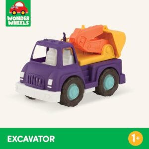 Battat- Wonder Wheels- Toy Excavator Truck – Digger Truck With Moveable Arm, Bucket, Cab – Construction Toy For Toddlers- Recyclable – 1 year +