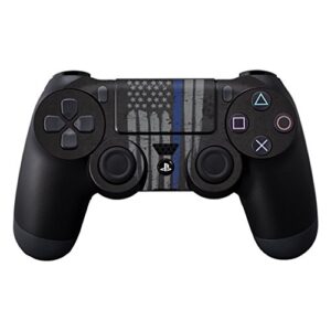 mightyskins skin compatible with sony ps4 controller - thin blue line | protective, durable, and unique vinyl decal wrap cover | easy to apply, remove, and change styles | made in the usa