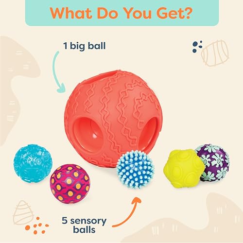 B. toys- B. baby- Baby Ballss– 1 Big Textured Ball with 5 Small Sensory Balls – Developmental Toys for Babies 6 Months +