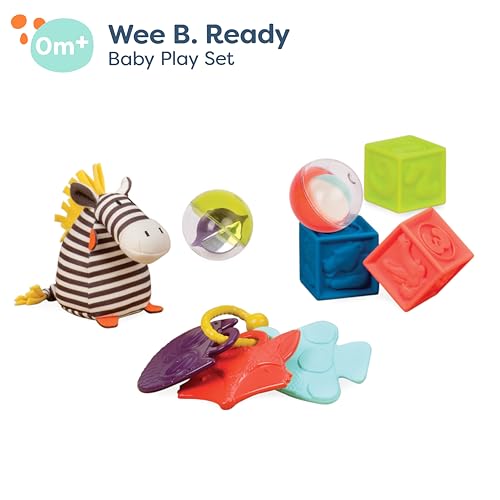 B. toys- B. baby – Baby Play Set – Sensory Baby Toys – Building Blocks, Balls- Teethers, Plush Zebra – Toys For Infants, Babies – Wee B. Ready