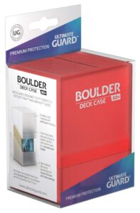 ultimate guard boulder 80+, deck case for 80 double-sleeved tcg cards, ruby, secure & durable storage for trading card games, soft-touch finish