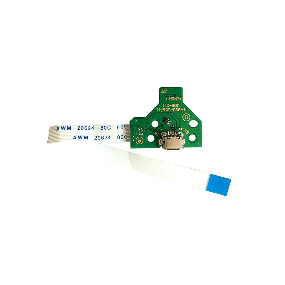 Ambertown 12 Pin USB Charging Port Socket Board with Flex Ribbon Cable for Sony PS4 Controller