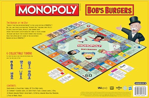 Monopoly Bobs Burgers Board Game | Themed Bob Burgers TV Show Monopoly Game | Officially Licensed Bob's Burgers Game