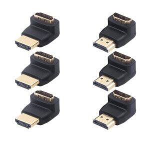 vce hdmi 90 and 270 degree adapter 6-pack, right angle hdmi adapter male to female l-shape connector with 4k@60hz, 3d for tv stick, hdtv, pc