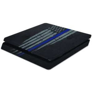 mightyskins skin compatible with sony ps4 slim console - thin blue line | protective, durable, and unique vinyl decal wrap cover | easy to apply, remove, and change styles | made in the usa