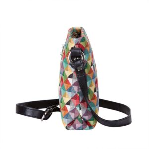 Signare Tapestry Crossbody Bag Shoulder Purse for Women In Multicolor Triangles (XB02-MTRI)