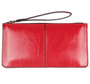 itoolai women's solid color pu leather wristlet clutches purse wallet credit id cards holder,red