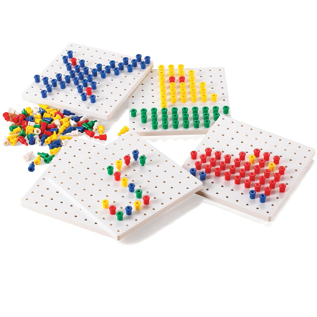 edxeducation Pegs and Peg Board Set - 1,000 Pegs + 5 Boards - Classroom, Occupational Therapy Resource - Fine Motor Skills Toy for Kids