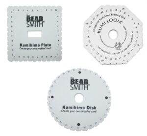 kumiloom, round disk, square disk - set of 3 kumihimo disks