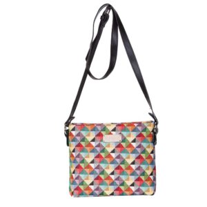 Signare Tapestry Crossbody Bag Shoulder Purse for Women In Multicolor Triangles (XB02-MTRI)