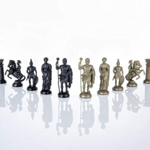 Plastic Chess Pieces RomanLegion 3 3/4", 9,6 cm Black & Gold - Weighted, Felted