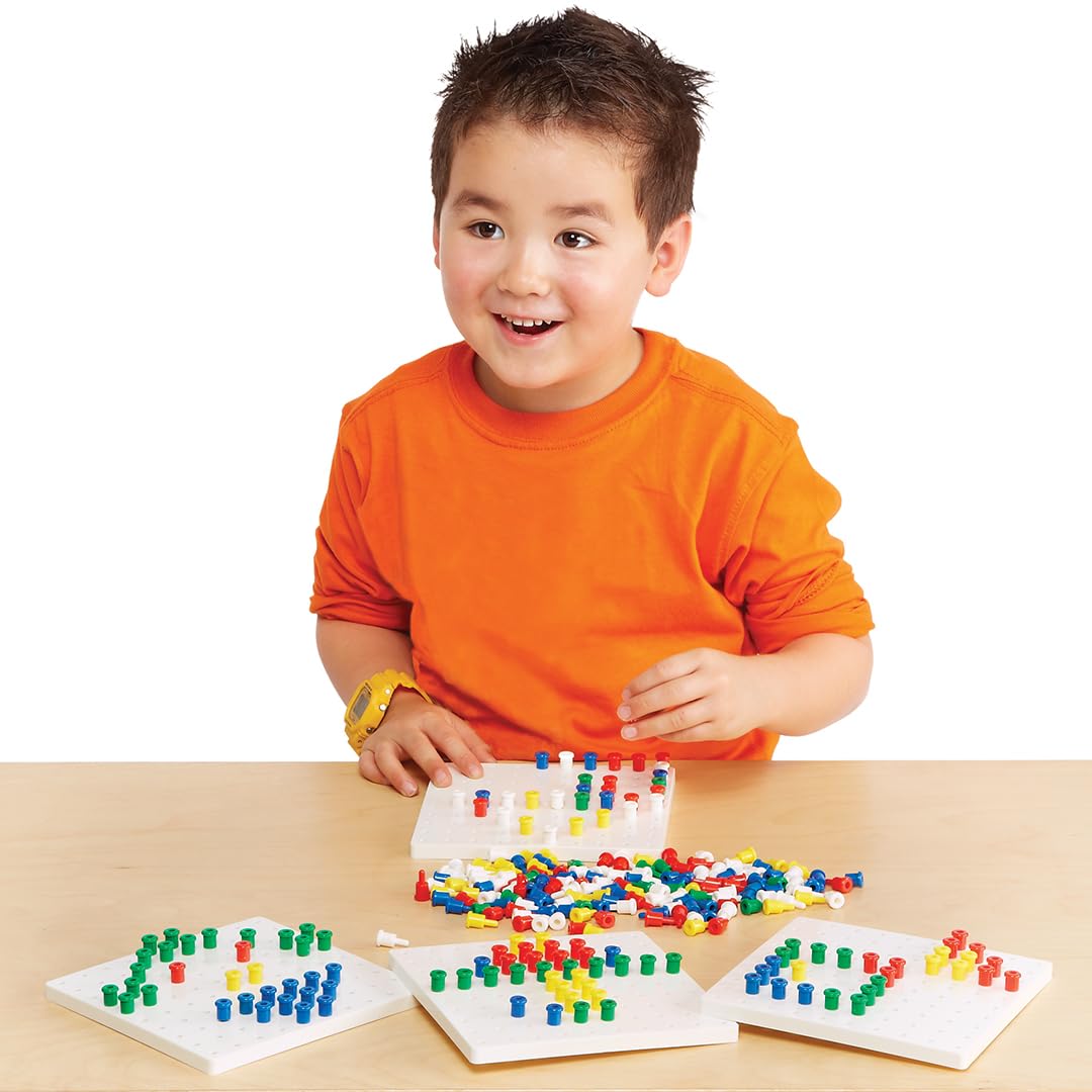 edxeducation Pegs and Peg Board Set - 1,000 Pegs + 5 Boards - Classroom, Occupational Therapy Resource - Fine Motor Skills Toy for Kids