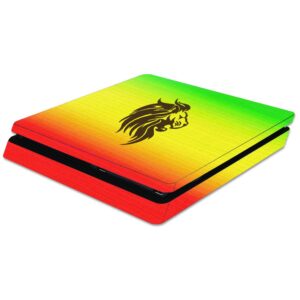 mightyskins skin compatible with sony ps4 slim console - rasta lion | protective, durable, and unique vinyl decal wrap cover | easy to apply, remove, and change styles | made in the usa