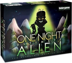 bezier games one night ultimate alien, fun party game for large groups, fast-paced gameplay, engaging social deduction, hidden roles & bluffing, great game for kids & families