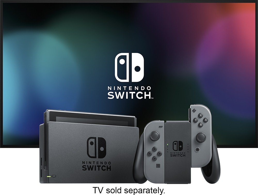 Nintendo Swtich 4 items Bundle:Nintendo Switch 32GB Console Gray Joy-con,64GB Micro SD Memory Card and an Extra Pair of Nintendo Joy-Con (L/R) Wireless Controllers Neon Blue,The Legend of Zelda