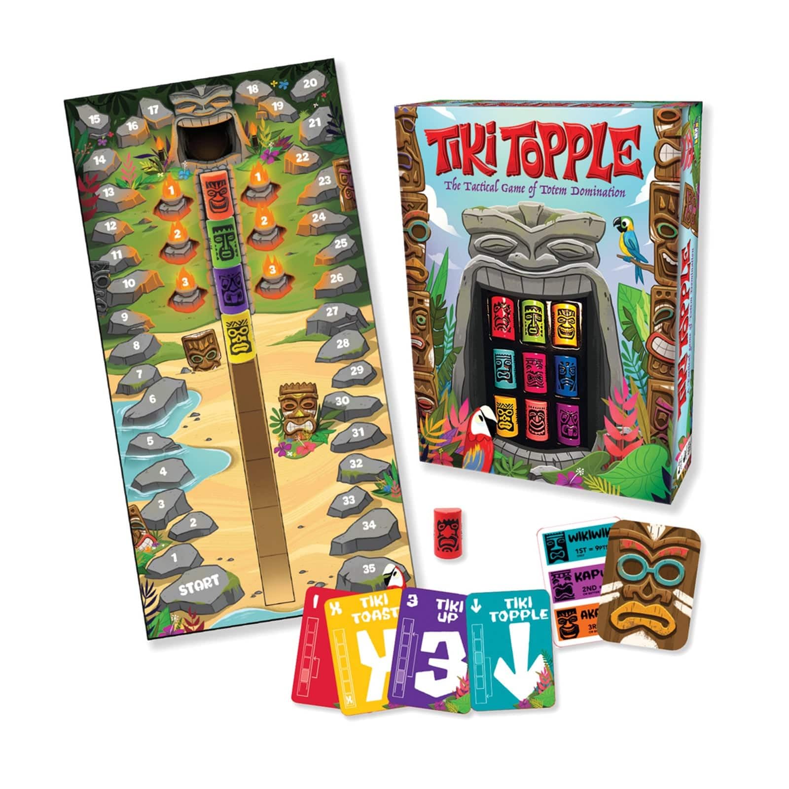 Gamewright Tiki Topple - The Tactical Board Game of Totem Domination Board Game Multi-colored, 5" for ages 120 months to 180 months