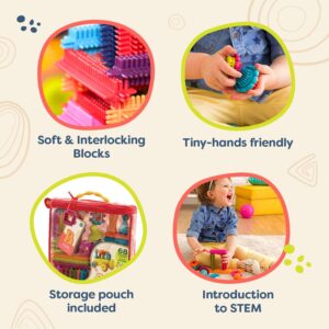 B. toys- Bristle Block Stackadoos - Building Blocks for Kids – Developmenal Toy-68 Blocks in a Storage Pouch – STEM Toys – Soft & Interlocking – Bristle Block Stackadoos – 2 years +