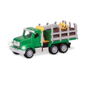 driven by battat – toy logging truck for kids – contruction vehicle toy – lights & sounds – movable parts – 3 years + – micro logging truck