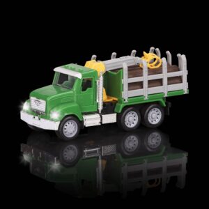 Driven by Battat – Toy Logging Truck For Kids – Contruction Vehicle Toy – Lights & Sounds – Movable Parts – 3 Years + – Micro Logging Truck