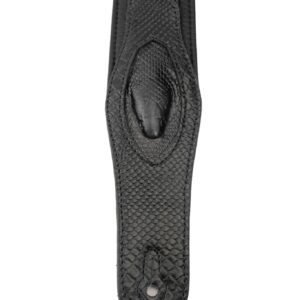 Walker & Williams SF-06 Black Handmade Textured Snakeskin Pattern Padded Guitar Strap with Snakehead Design For Acoustic, Electric, And Bass Guitars