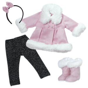 adora amazon exclusive amazing girls doll accessories, clothes for 18" baby dolls includes leggings, headband, ad boots, birthday gift for ages 6+ - snowy winter outfit