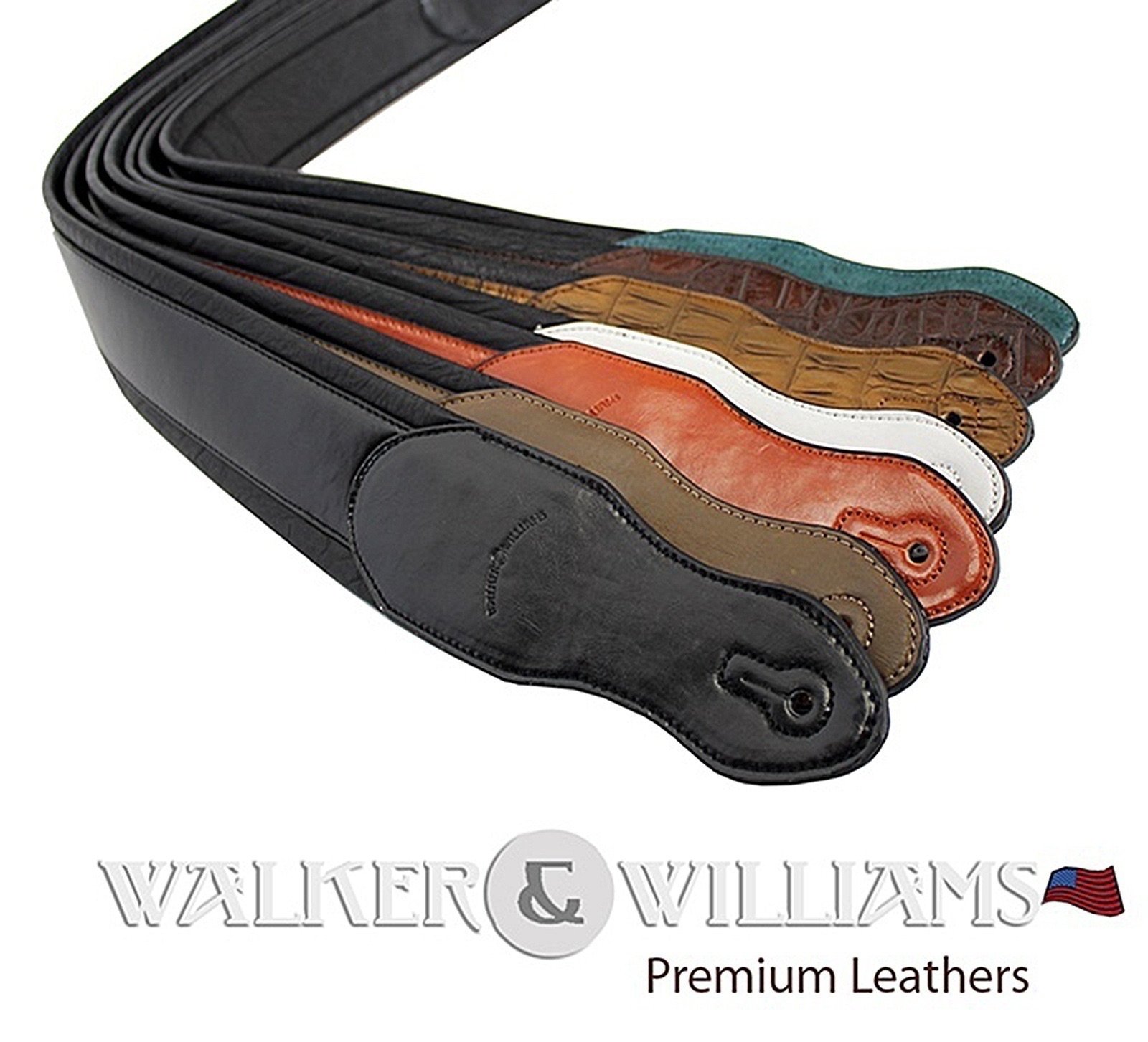 Walker & Williams SF-03 White & Black Textured Snake Pattern Guitar Strap with Snakehead