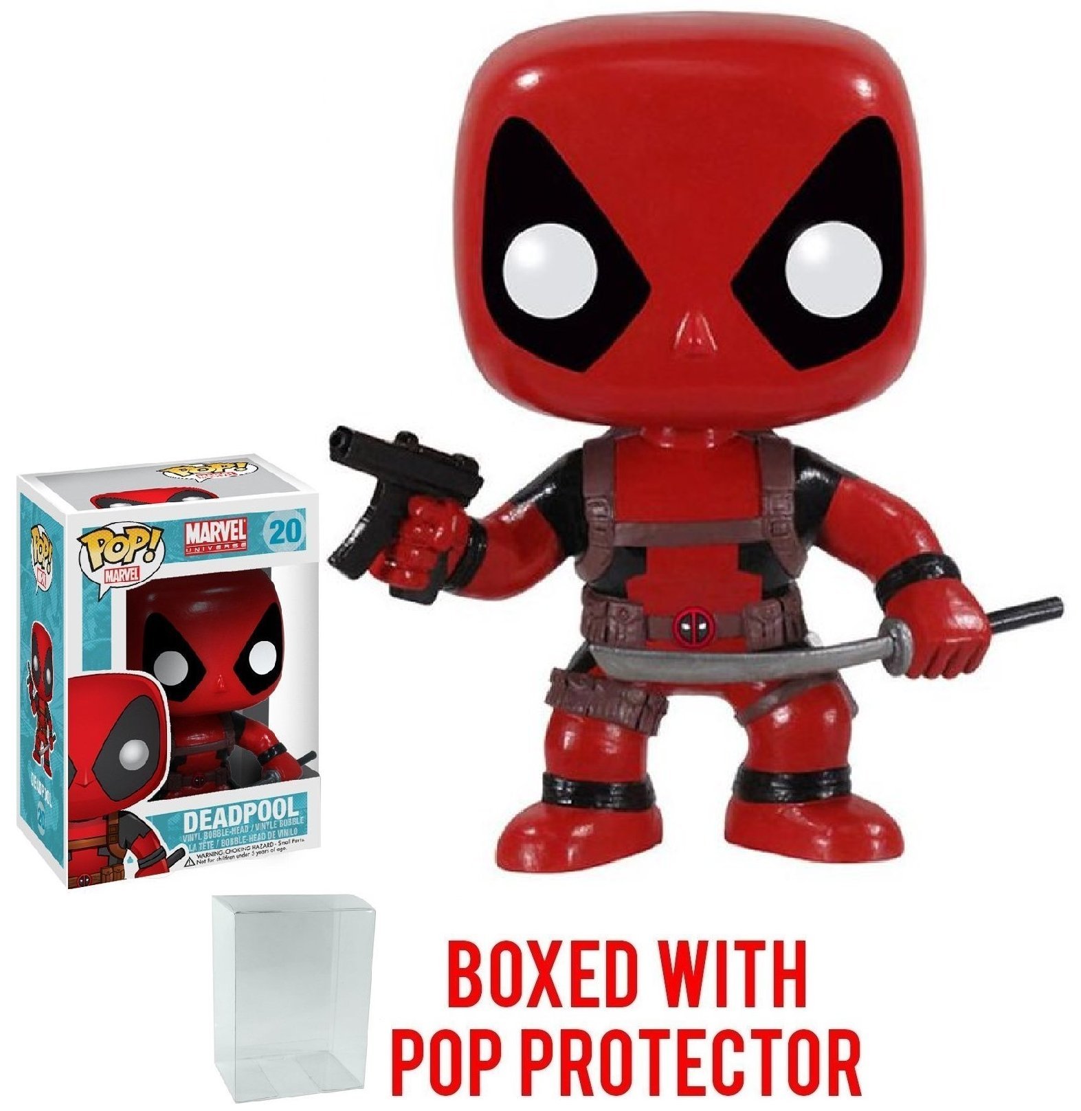 Funko Pop! Marvel: Deadpool #20 Vinyl Figure (Bundled with Compatible Box Protector Case), Multicolor, 3.75 inches