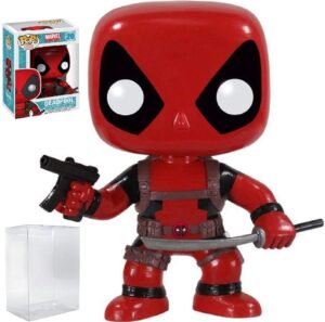 funko pop! marvel: deadpool #20 vinyl figure (bundled with compatible box protector case), multicolor, 3.75 inches