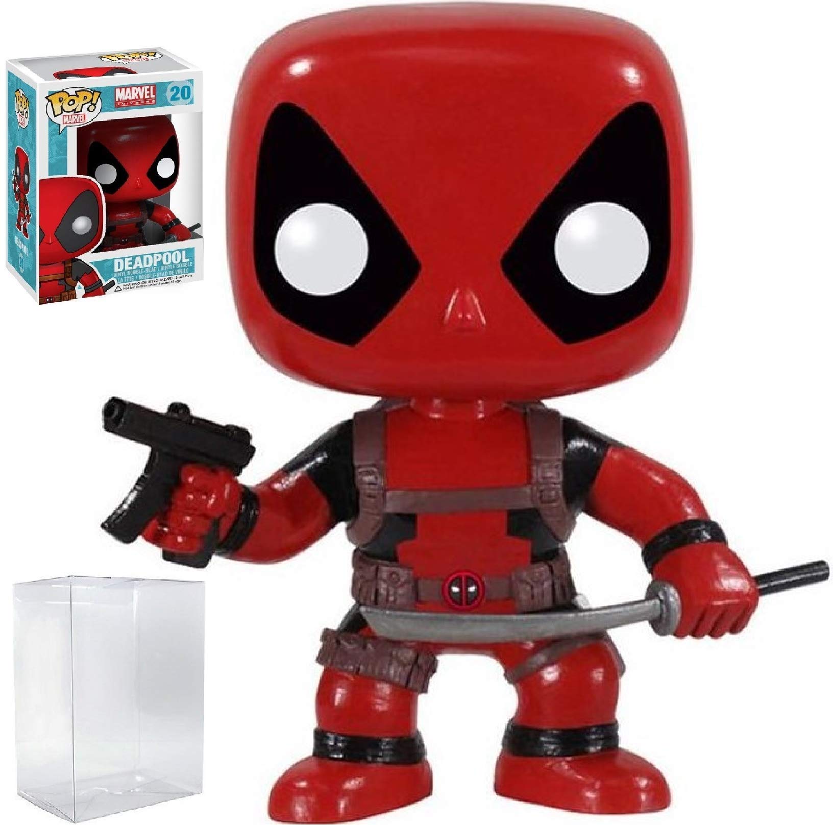 Funko Pop! Marvel: Deadpool #20 Vinyl Figure (Bundled with Compatible Box Protector Case), Multicolor, 3.75 inches