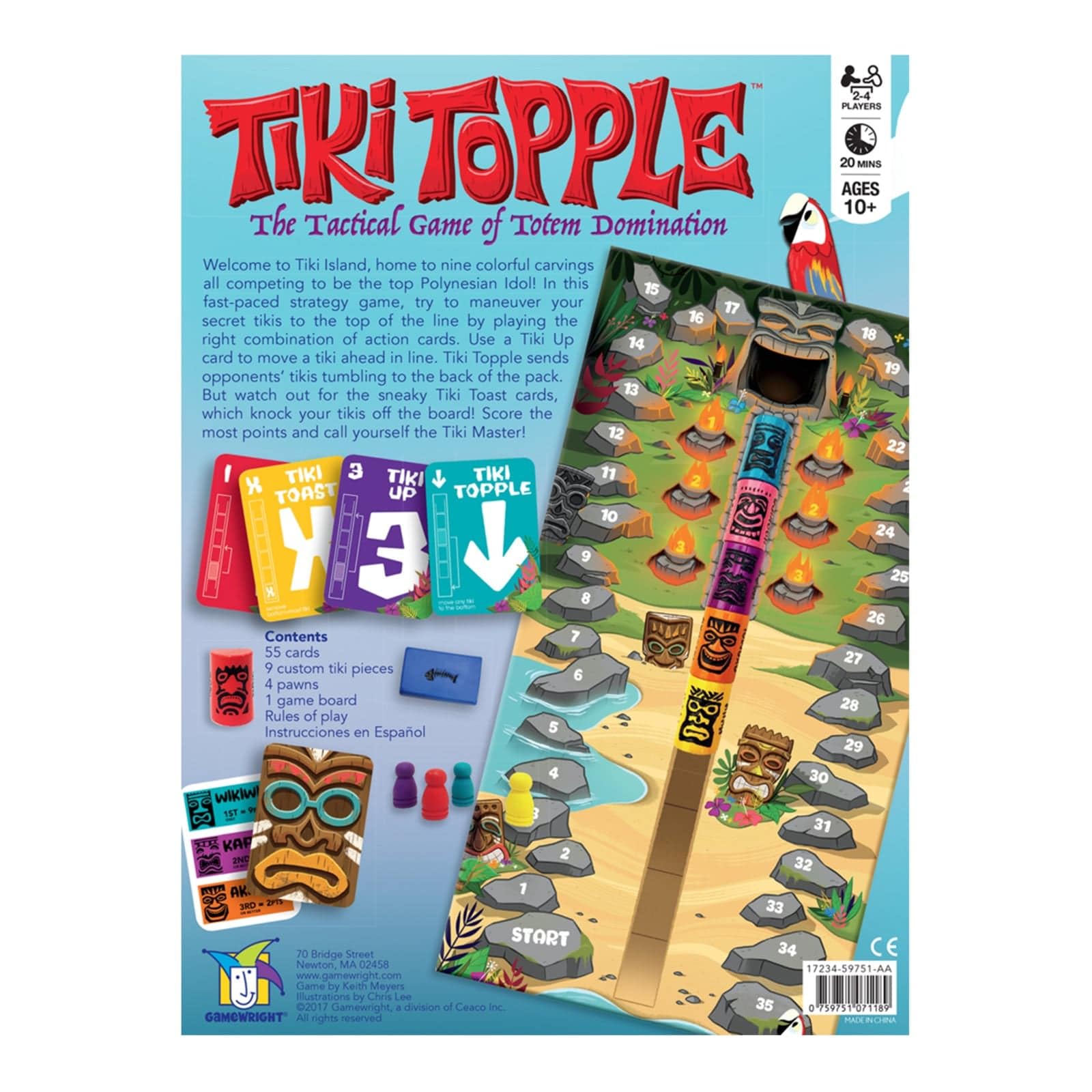 Gamewright Tiki Topple - The Tactical Board Game of Totem Domination Board Game Multi-colored, 5" for ages 120 months to 180 months